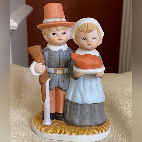Holiday | Vintage Lefton Christmas Village Pilgrim Couple Thanksgiving ...